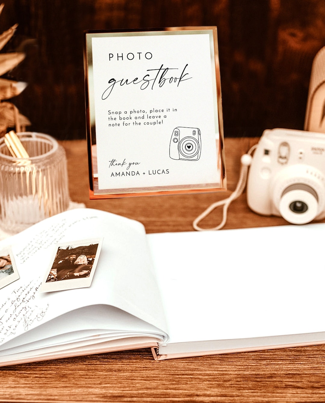 Photo Guestbook Sign, Wedding Photo Guest Book Sign, Modern Minimalist ...