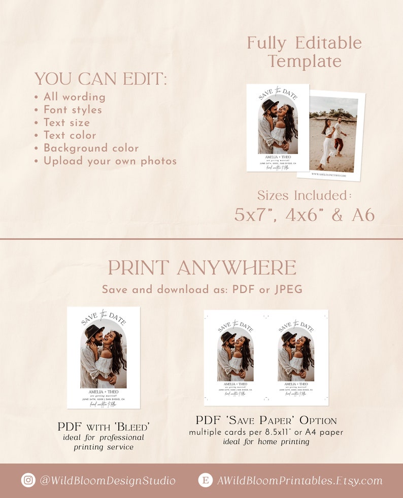 Photo Save the Date Template, Modern, Minimalist the Dates, Boho Arch ...