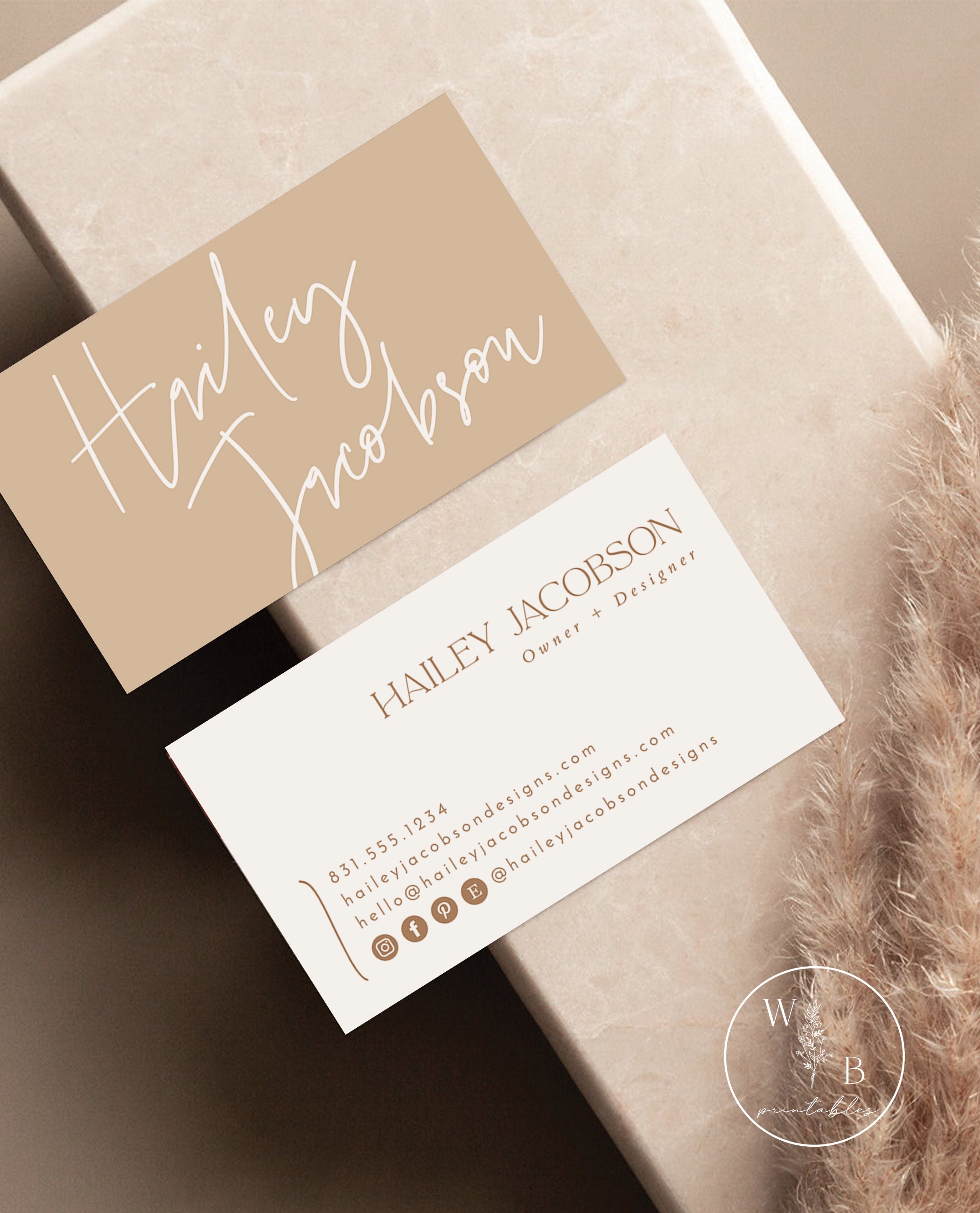 Beige Small Business Card Boutique Business Card Template | Etsy