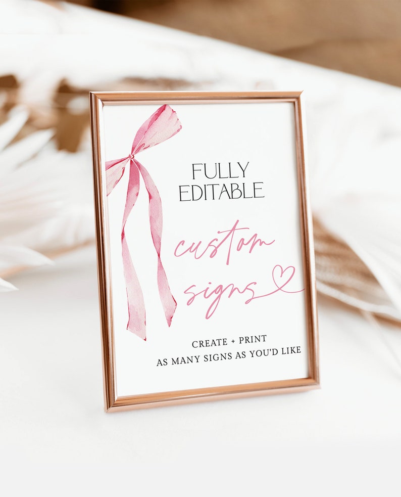 Pink Bow Custom Signs, Bow Custom Sign Template, Pink Ribbon, Bow Baby ...