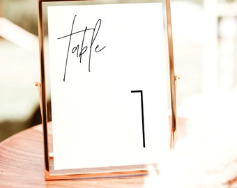 Minimalist Wedding Table Numbers Template, Simple Table Numbers ...