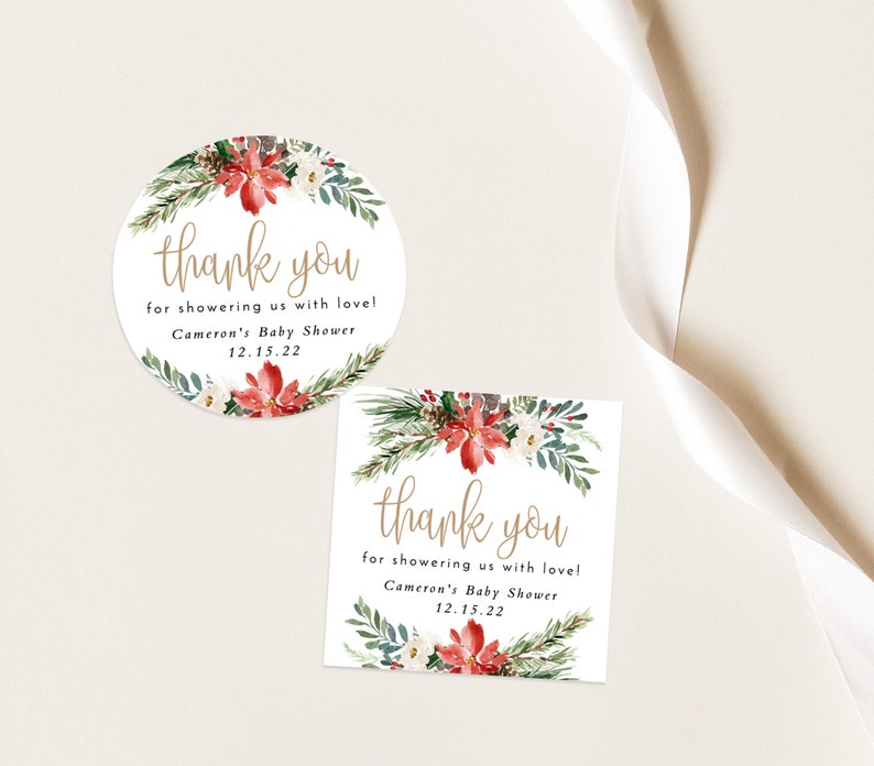 Winter Favor Tag Template Round Square Holiday Tag - Etsy