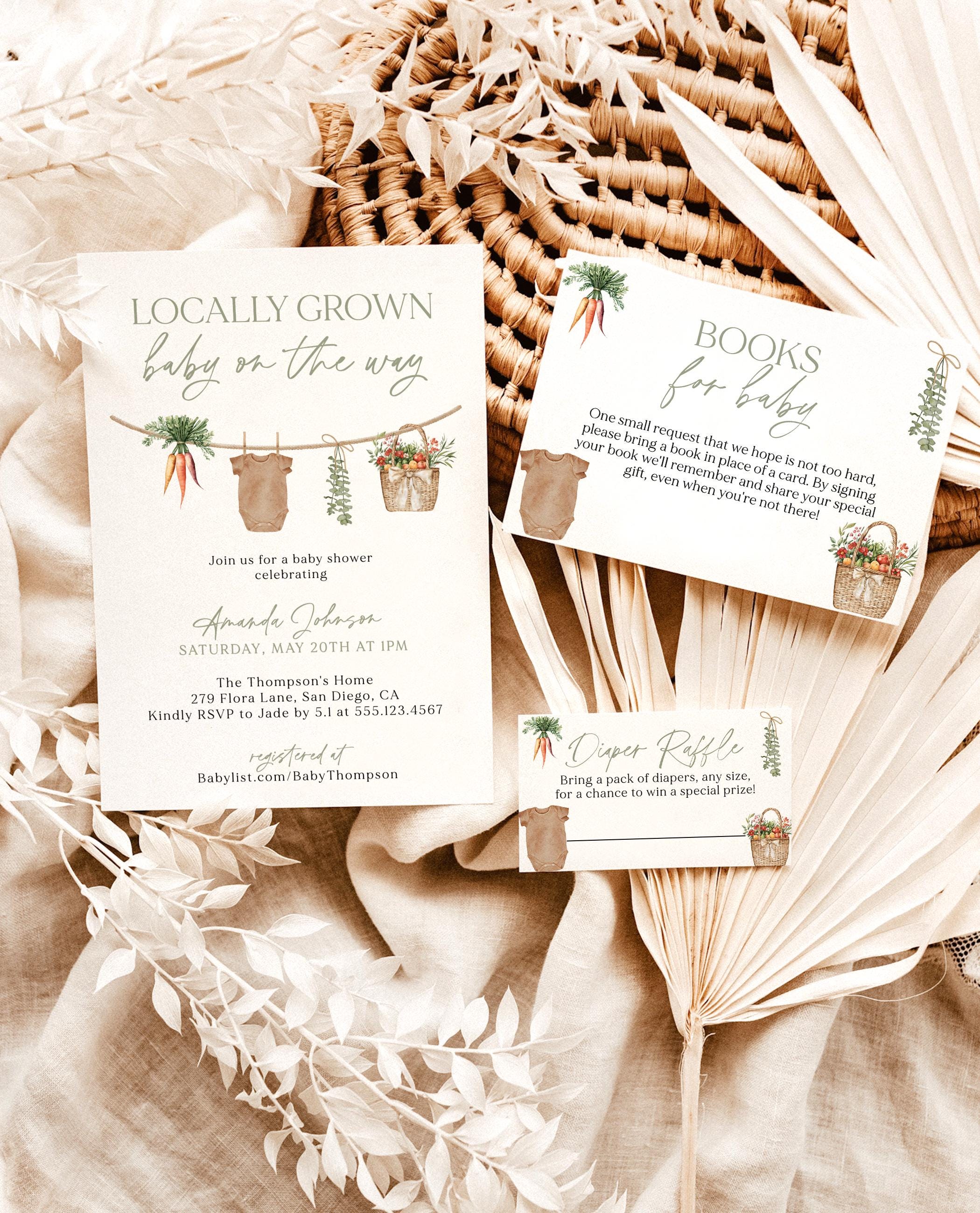 Locally Grown Baby Shower Invitation Template, Farmers Market, Gender ...