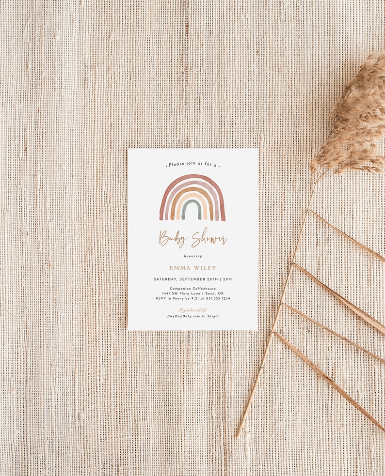 Rainbow Baby Shower Invitation Gender Neutral Shower Invite - Etsy