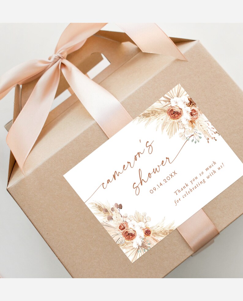 Pampas Grass Gable Box Label Boho Gable Box Sticker Template - Etsy