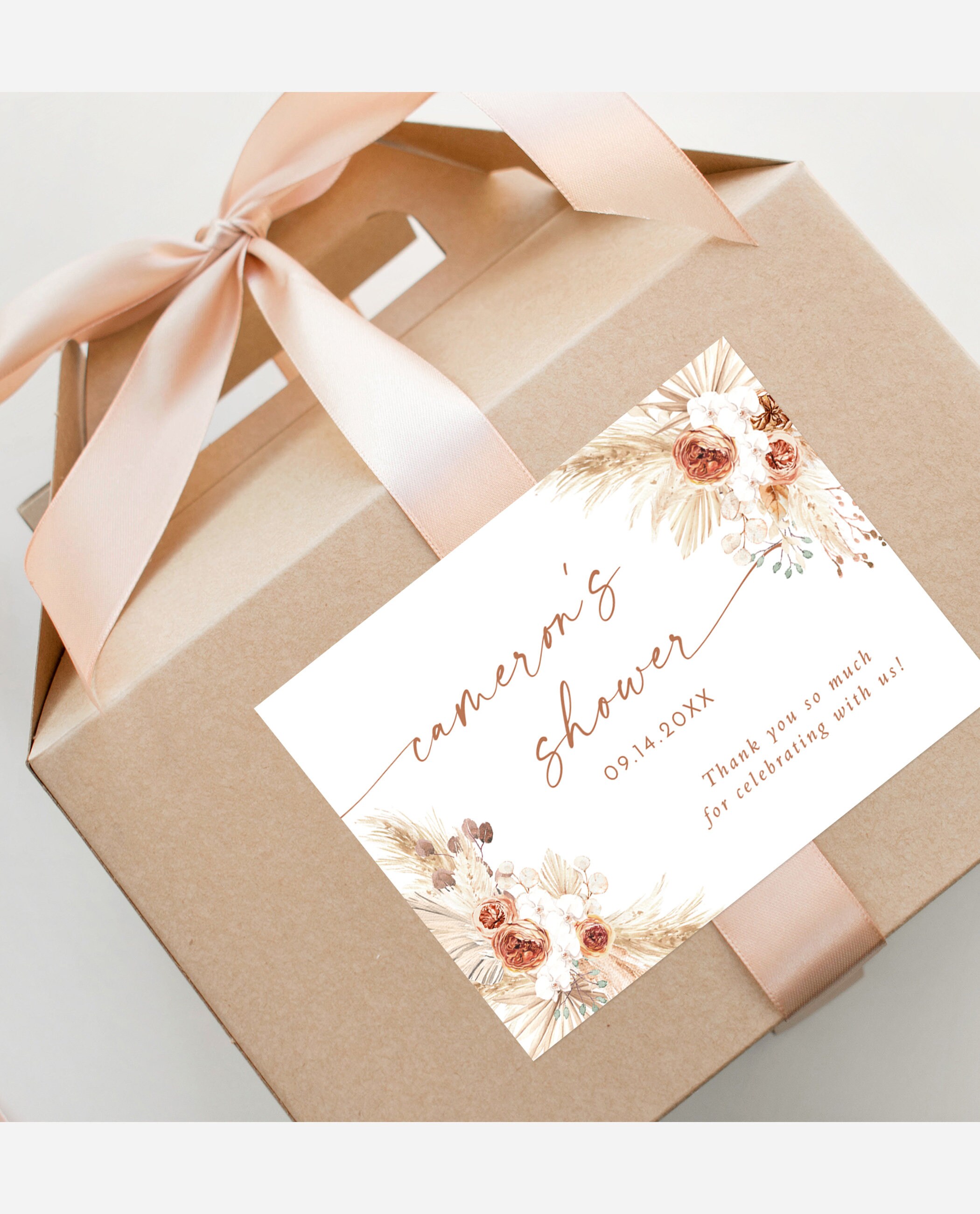 Pampas Grass Gable Box Label Boho Gable Box Sticker Template - Etsy