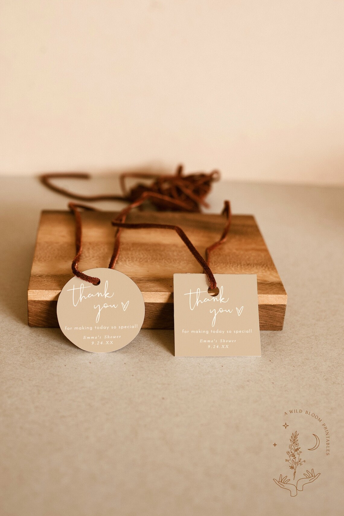 Beige Wedding Favor Tag Template, Modern Wedding Favor Tags, Minimalist ...