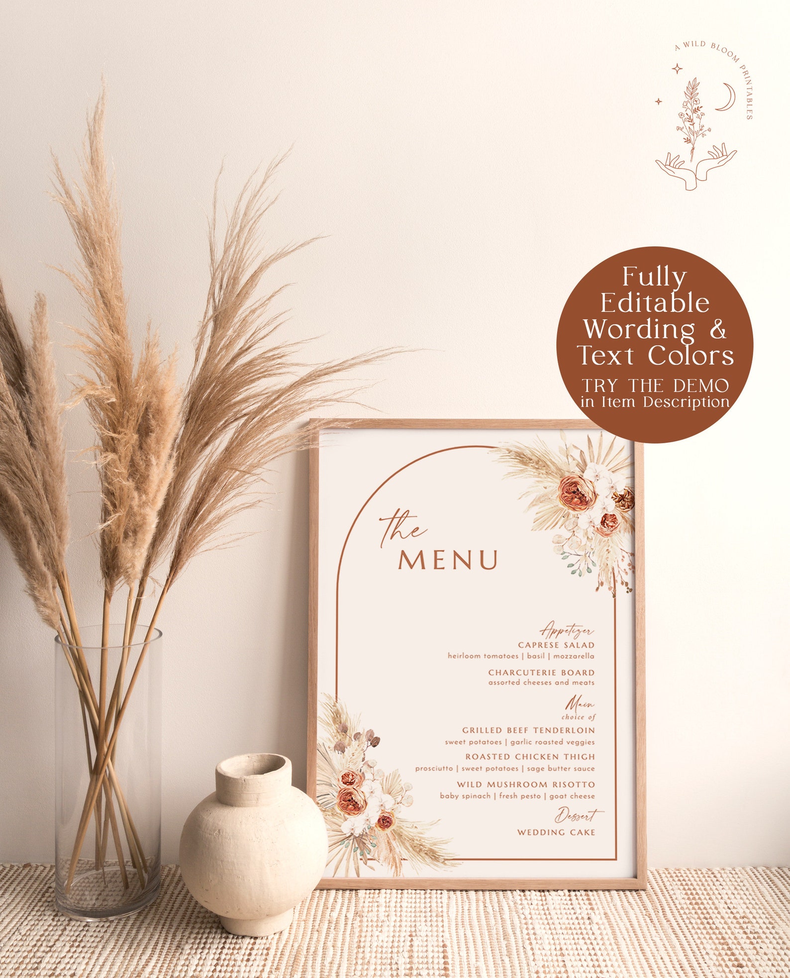 Boho Wedding Menu Poster Dinner Menu Poster Modern - Etsy