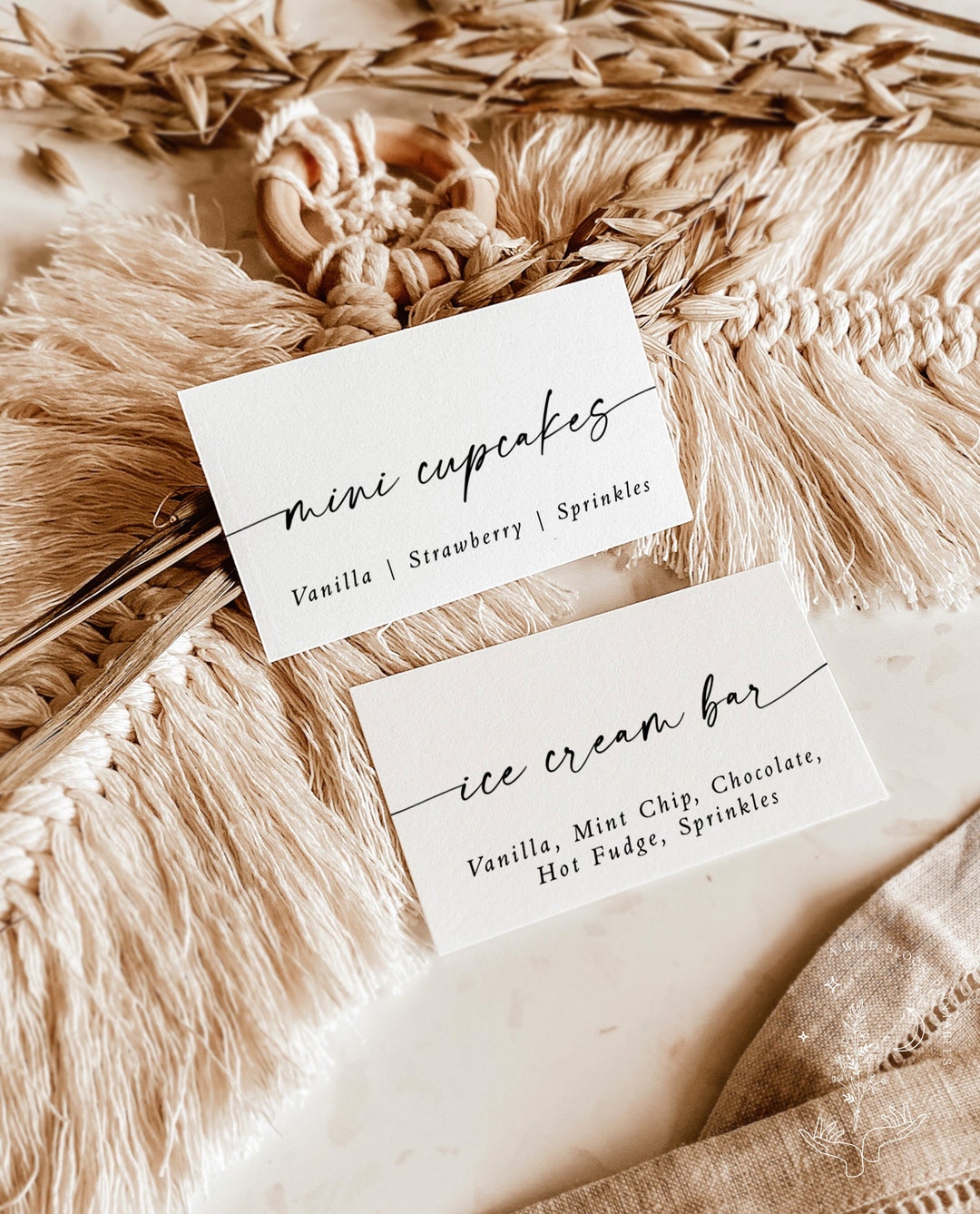 Minimalist Buffet Card Template, Modern Wedding Buffet Cards, Modern ...