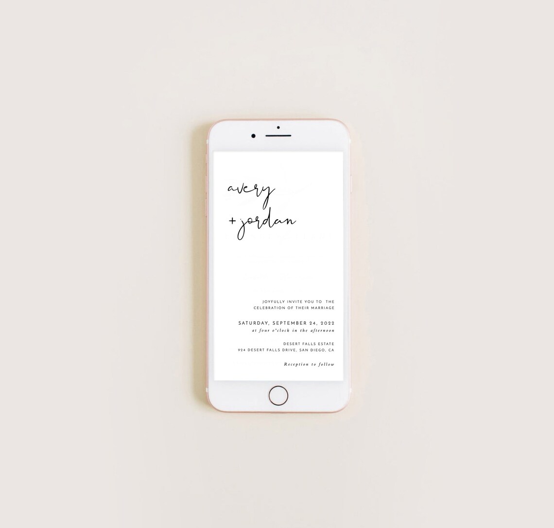 Minimalist Wedding Evite Template Modern Minimalist Wedding - Etsy