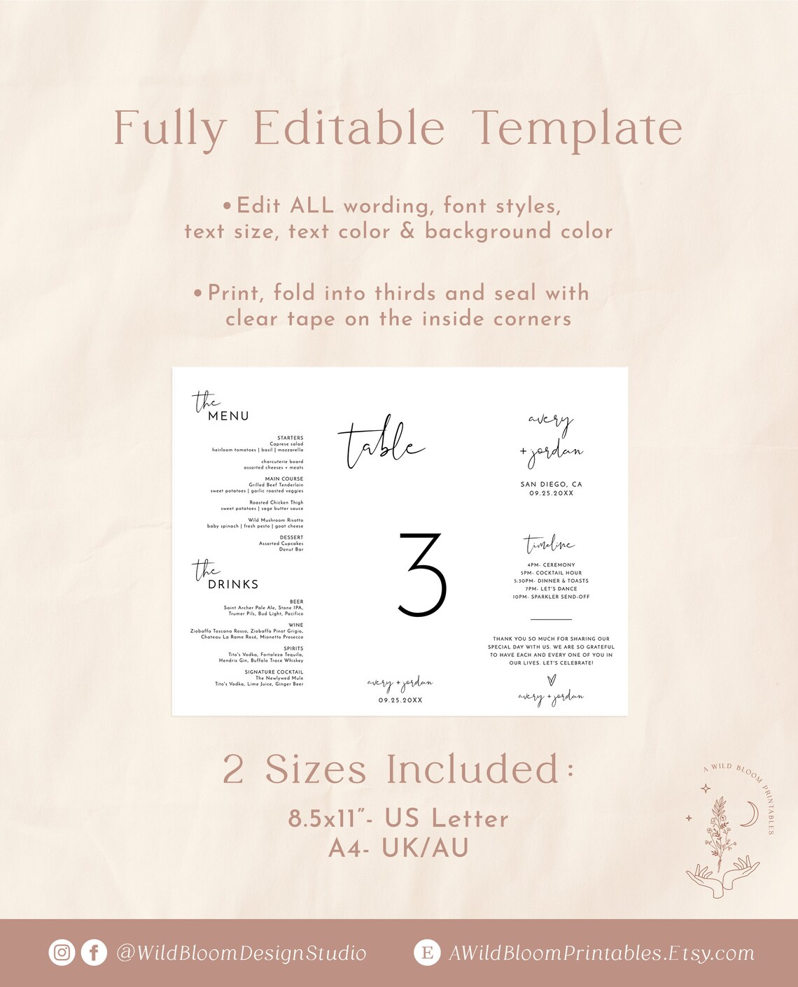 Minimalist Wedding Trifold Table Numbers Modern Wedding - Etsy