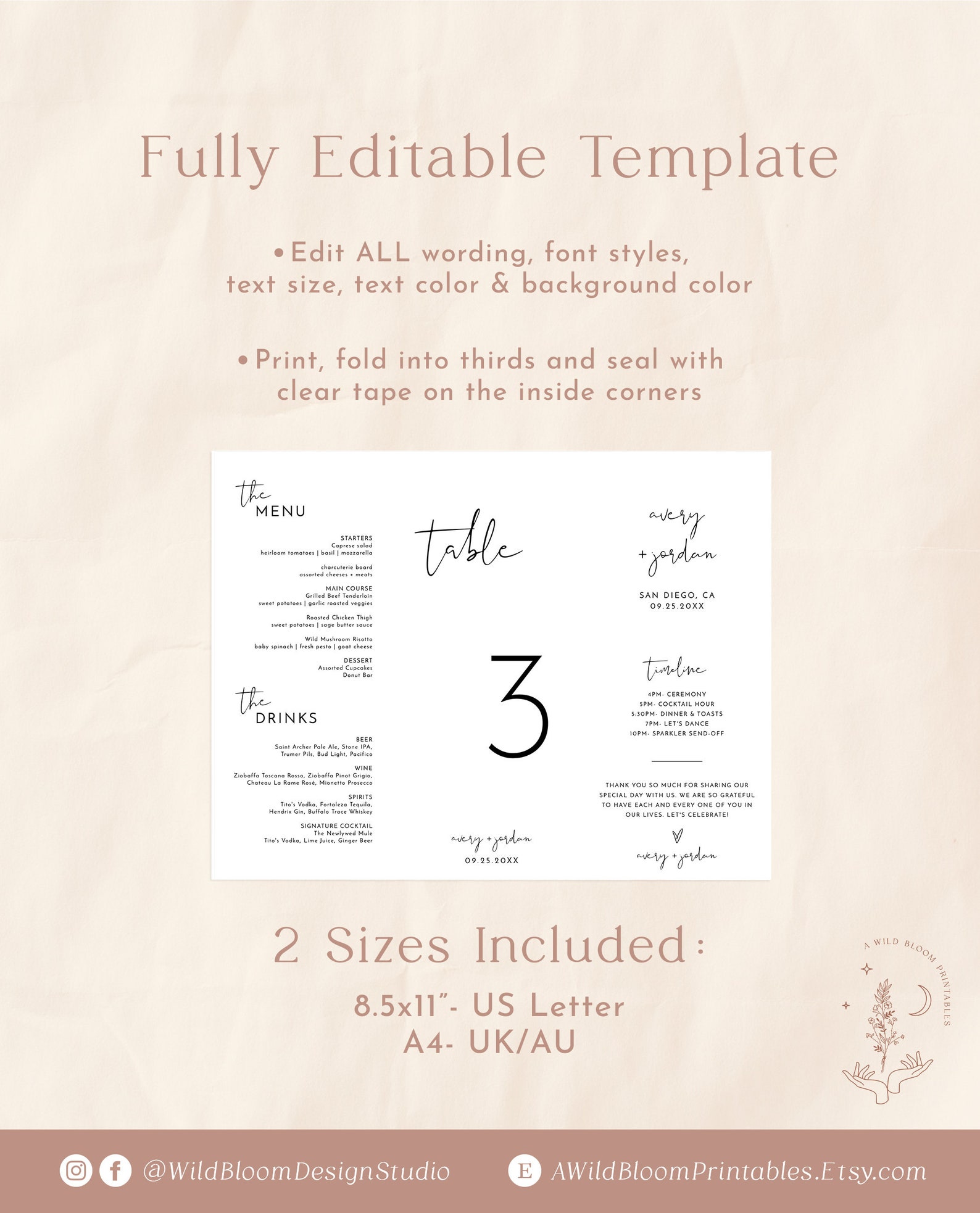 Minimalist Wedding Trifold Table Numbers, Modern Wedding Table Numbers ...