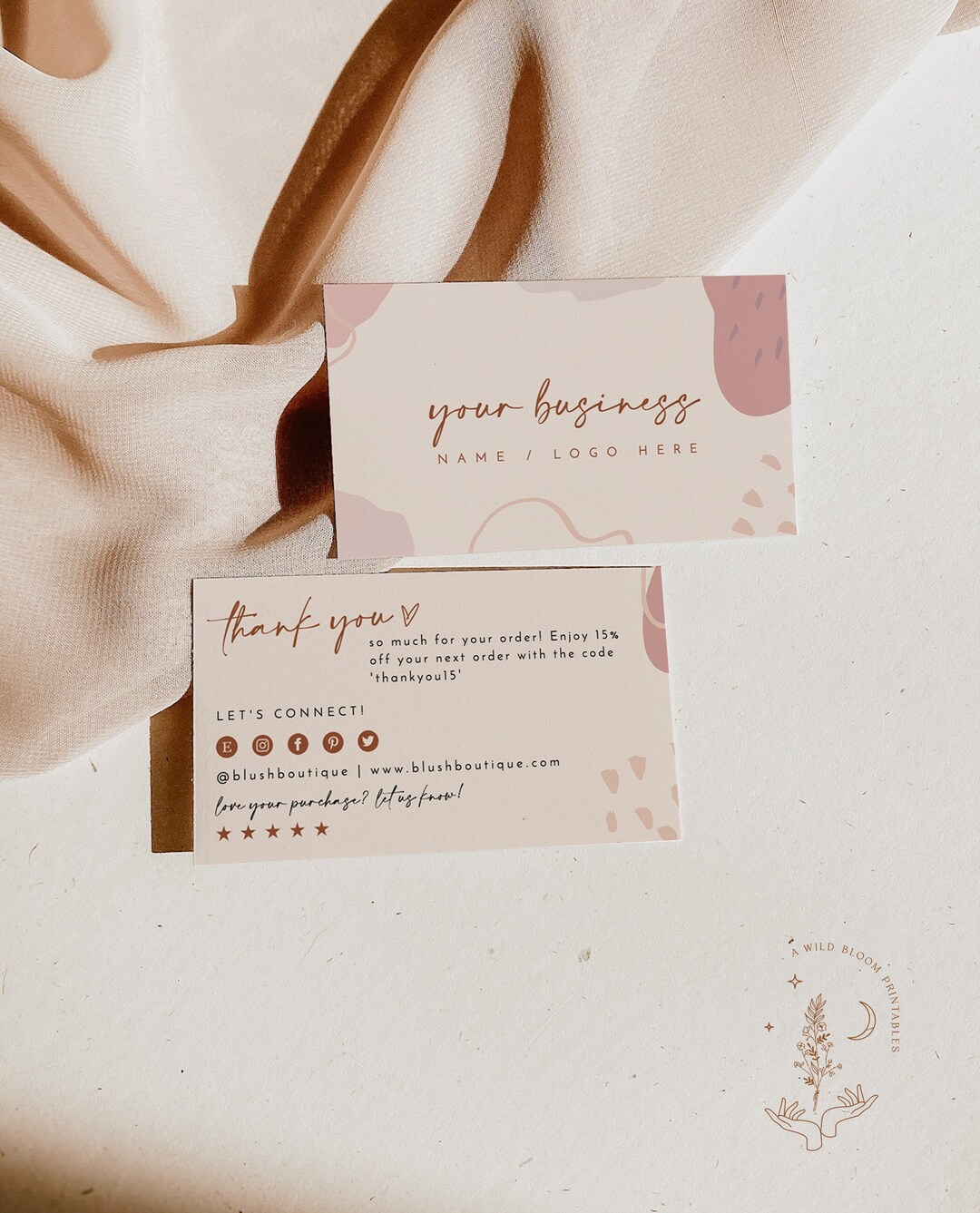 Modern Small Business Thank You Card, Boutique Thank You Template, Boho ...