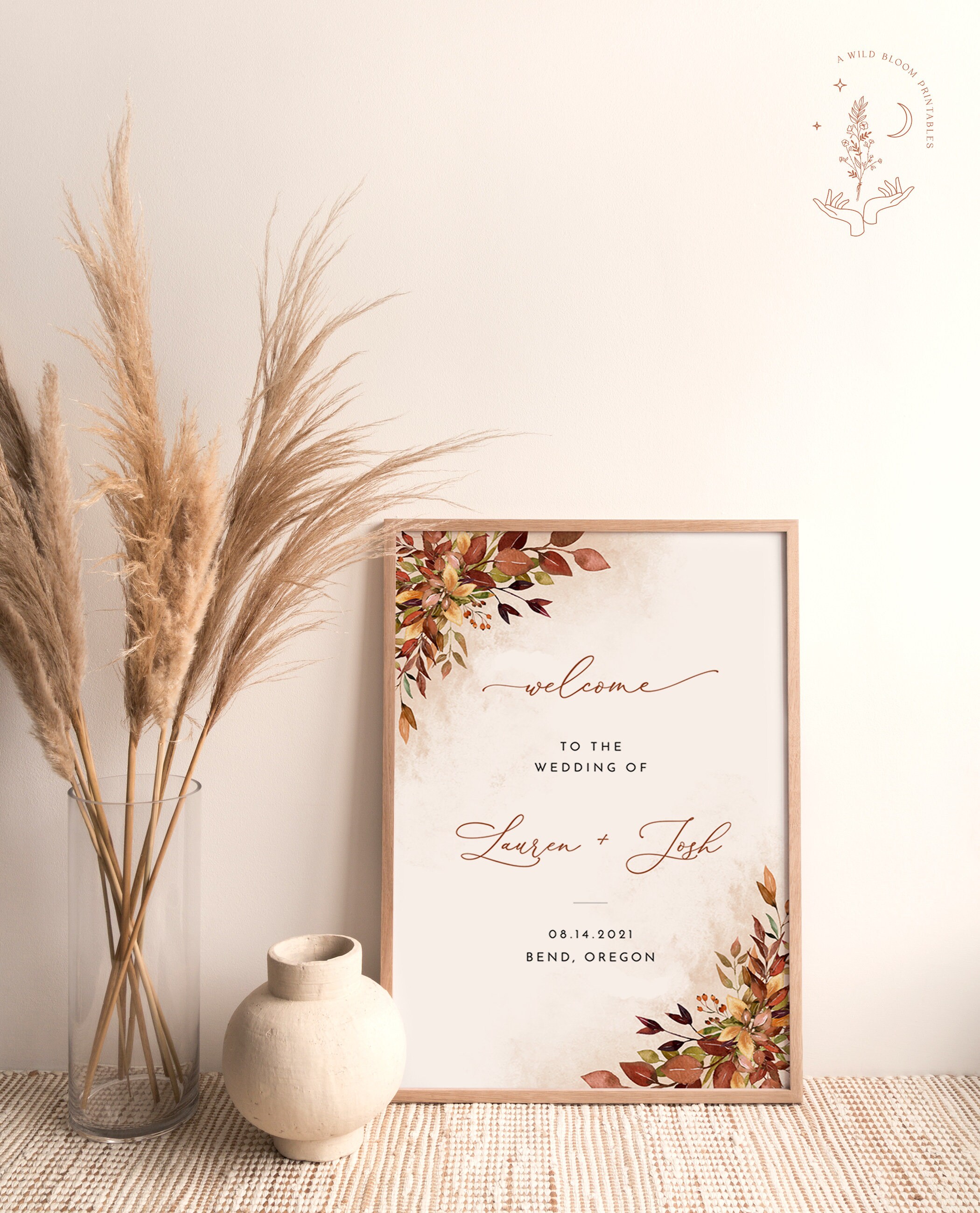 Rustic Fall Wedding Welcome Sign Template Autumn Wedding - Etsy