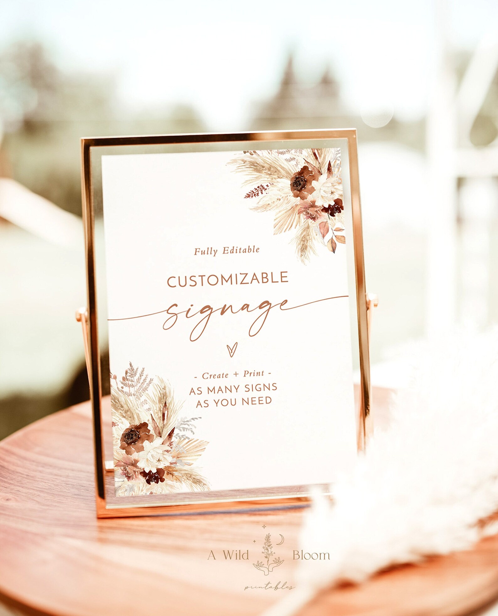 Pampas Grass Custom Sign Template, Terracotta Wedding Custom Sign ...