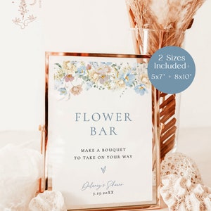 Flower Bar Sign, Modern Floral Bridal Shower Sign, Wildflower Baby ...