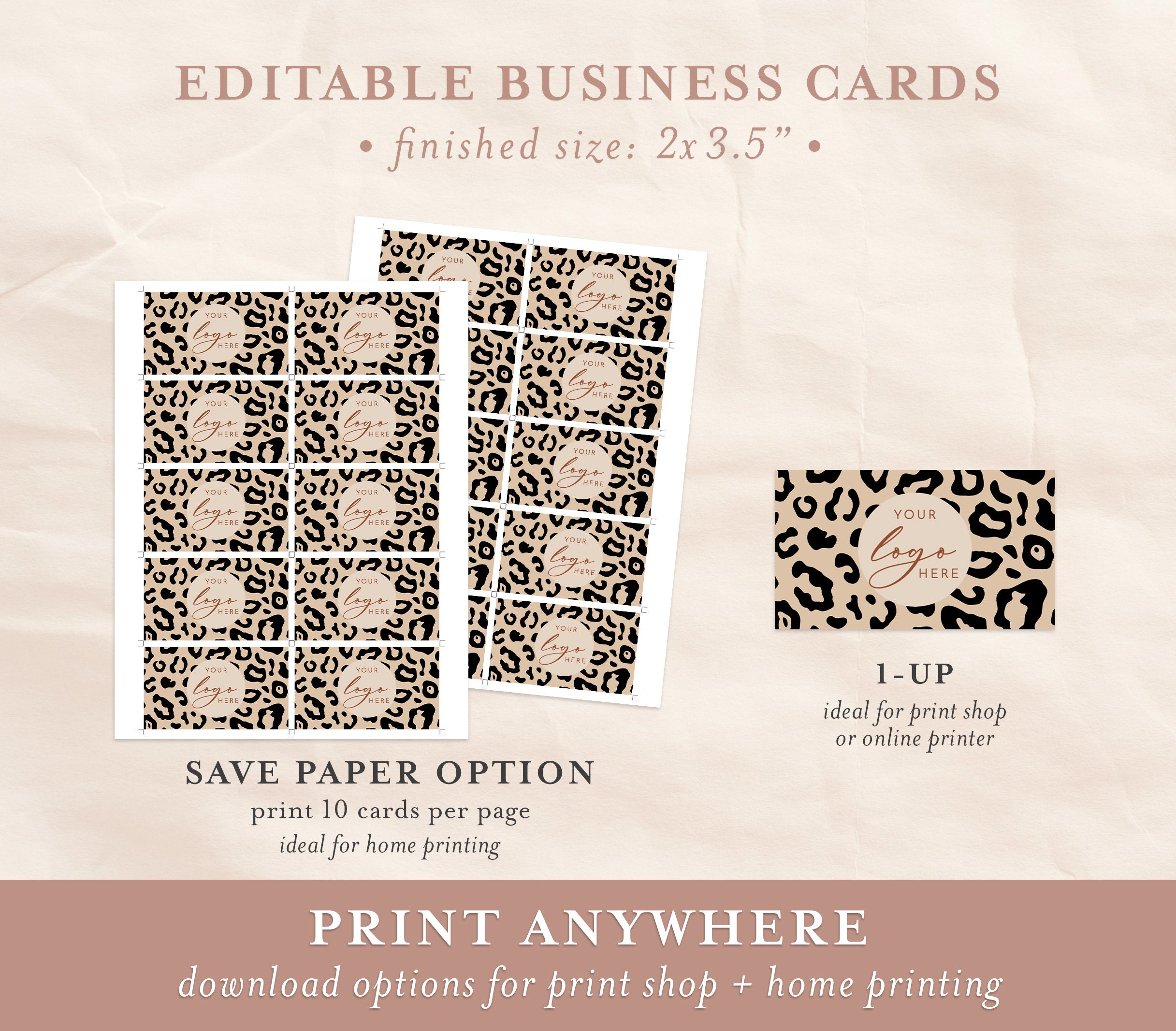 Leopard Print Small Business Card Boutique Business Card | Etsy