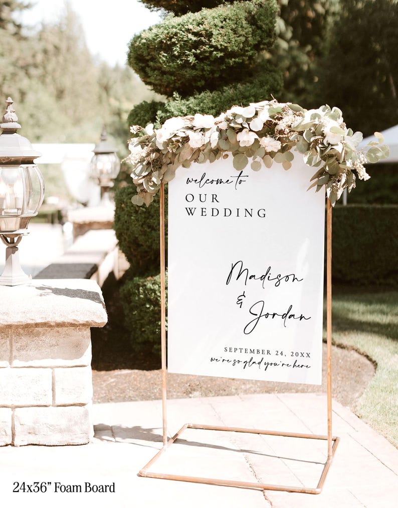 PRINTED + SHIPPED | Welcome to Our Wedding Sign | Modern Minimalist M5 ...