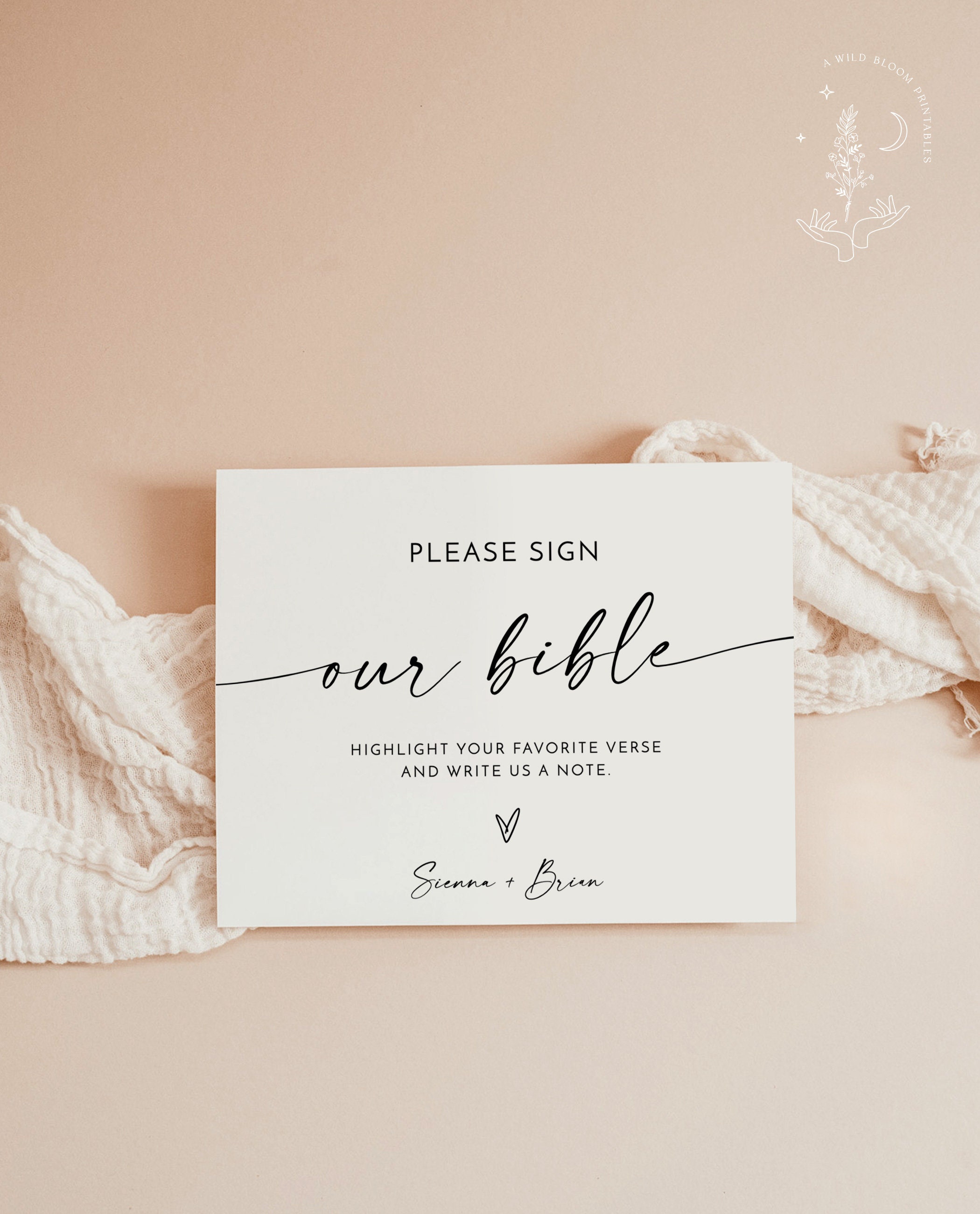 Modern Sign Our Bible Sign, Please Sign Our Bible Guestbook Sign ...