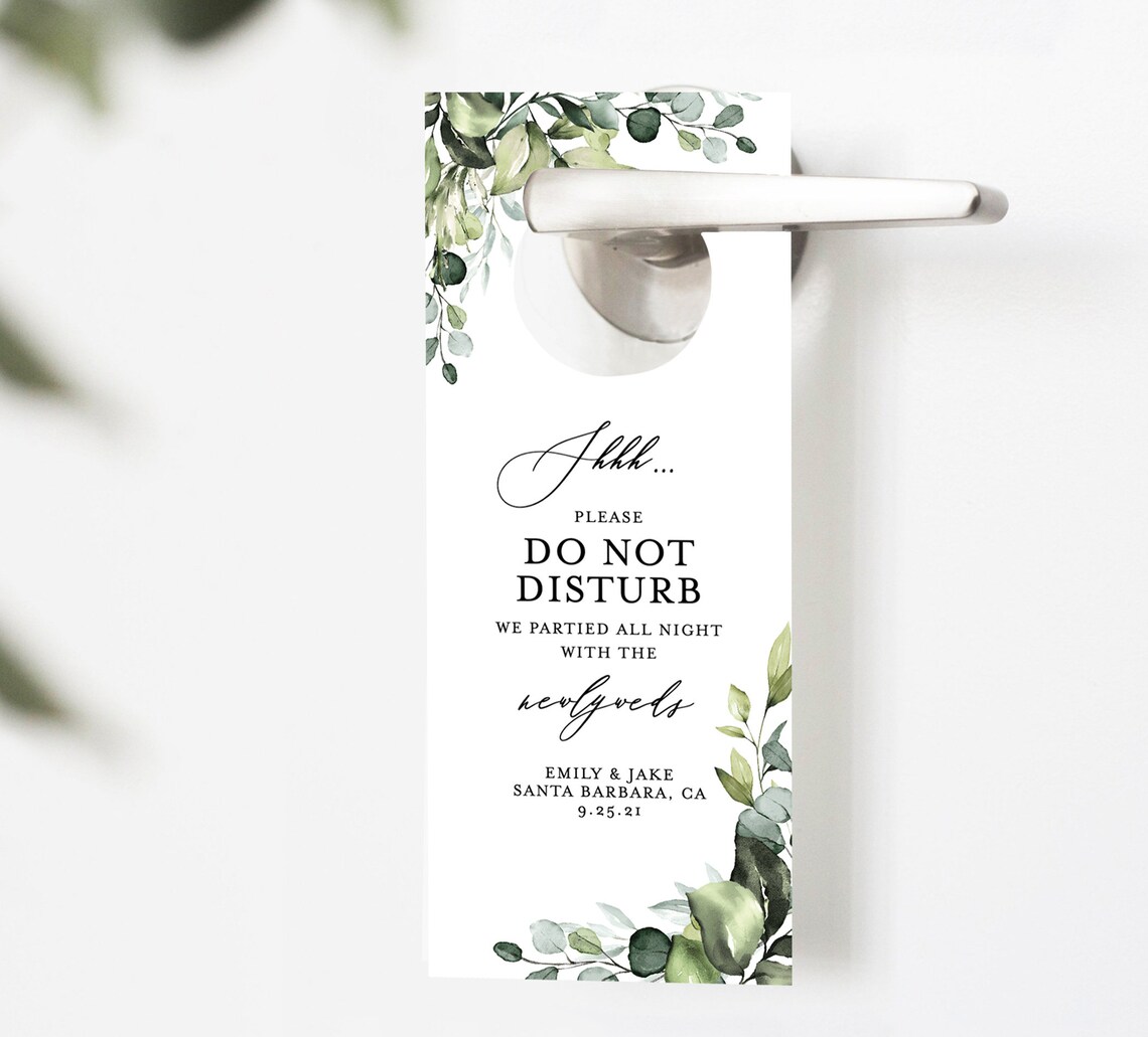 Greenery Door Hanger Wedding Sign Editable Template Do Not | Etsy