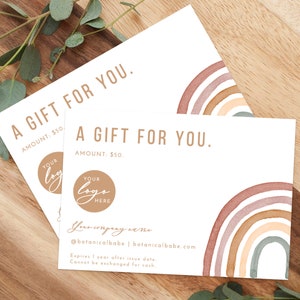 Rainbow Small Business Gift Certificate, Boho Rainbow Watercolor ...