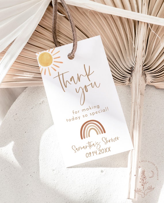 Sunshine Thank You Tag Rainbow Baby Shower Favor Tag - Etsy