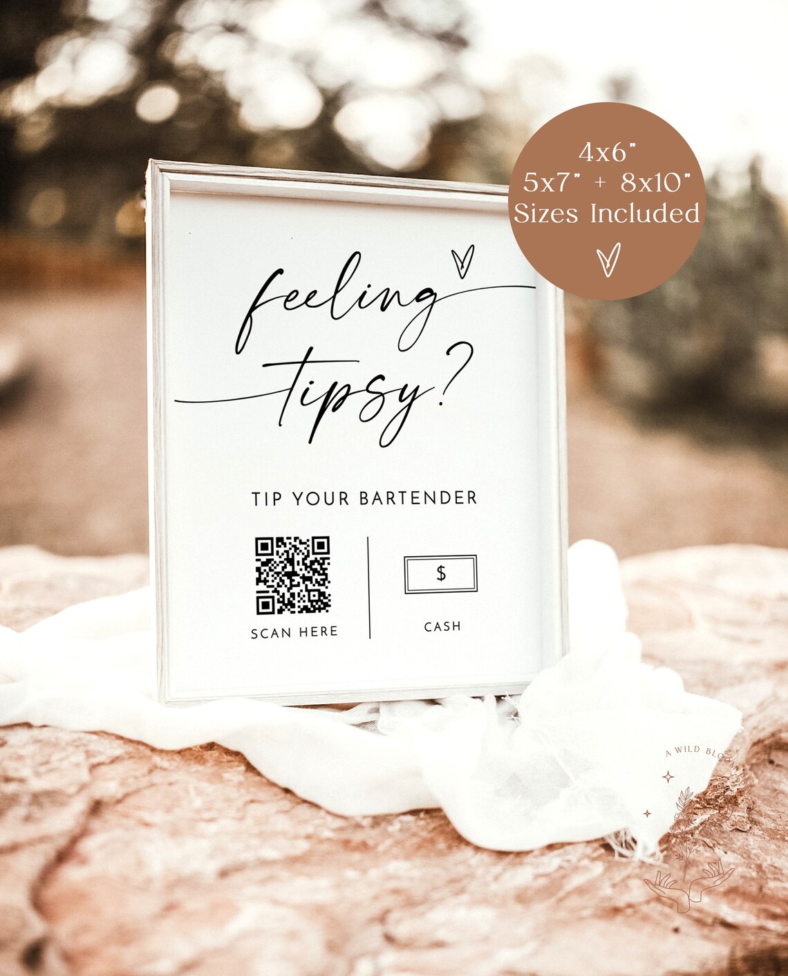 Bartender Tip Sign Template Modern Minimalist Wedding Tip - Etsy