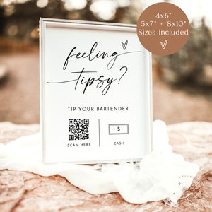 Bartender Tip Sign Template, Modern Minimalist Wedding Jar, Your ...