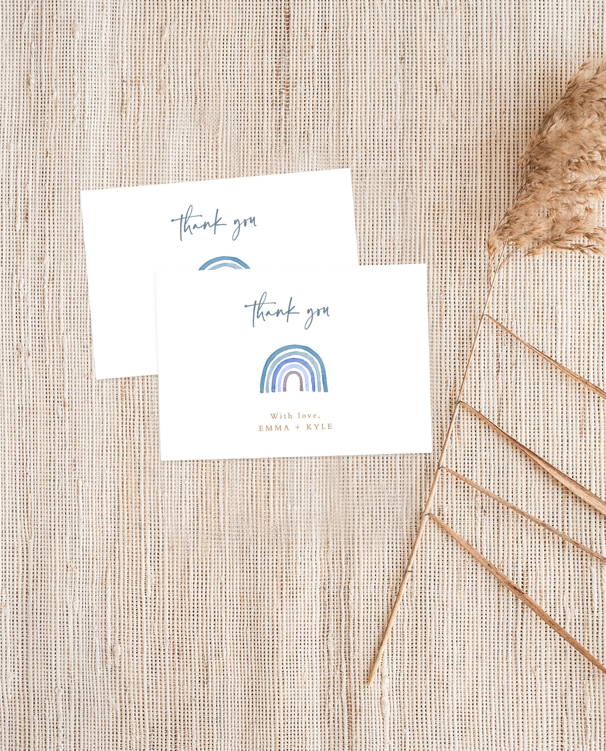 Rainbow Thank You Cards Template Editable Thank You Card | Etsy