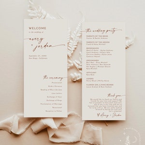 Modern Wedding Program, Fall Wedding, Order of Service, Desert Wedding ...
