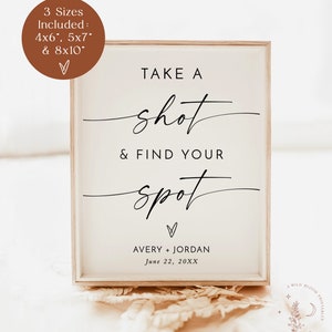 Take a Shot + Find Your Spot Sign, Take a Drink Seating Sign, Take A ...