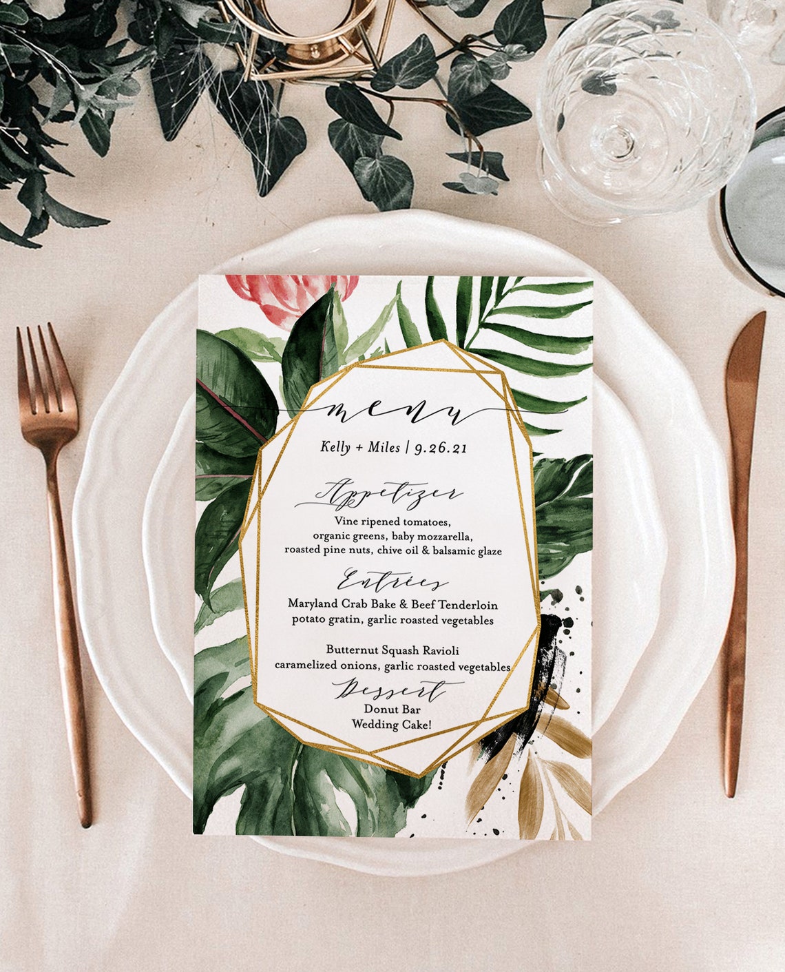 Tropical Wedding Menu Template Palm Leaf Menu Card - Etsy