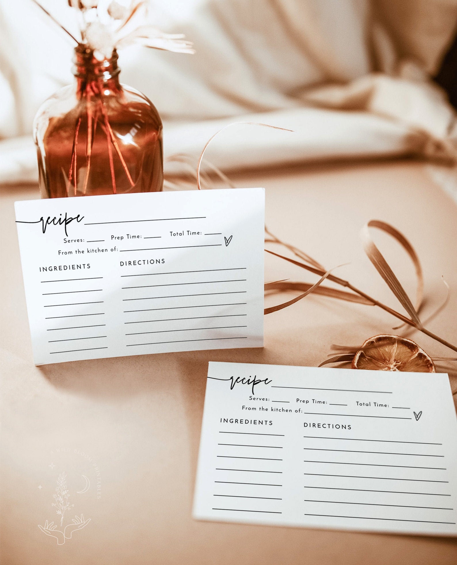 Bridal Shower Recipe Card Minimalist Recipe Card Recipe - Etsy