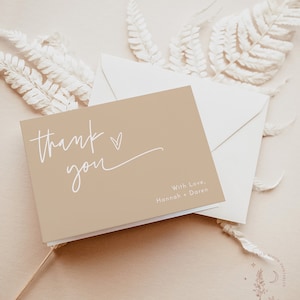 Minimalist Thank You Card Template Beige Thank You Cards - Etsy