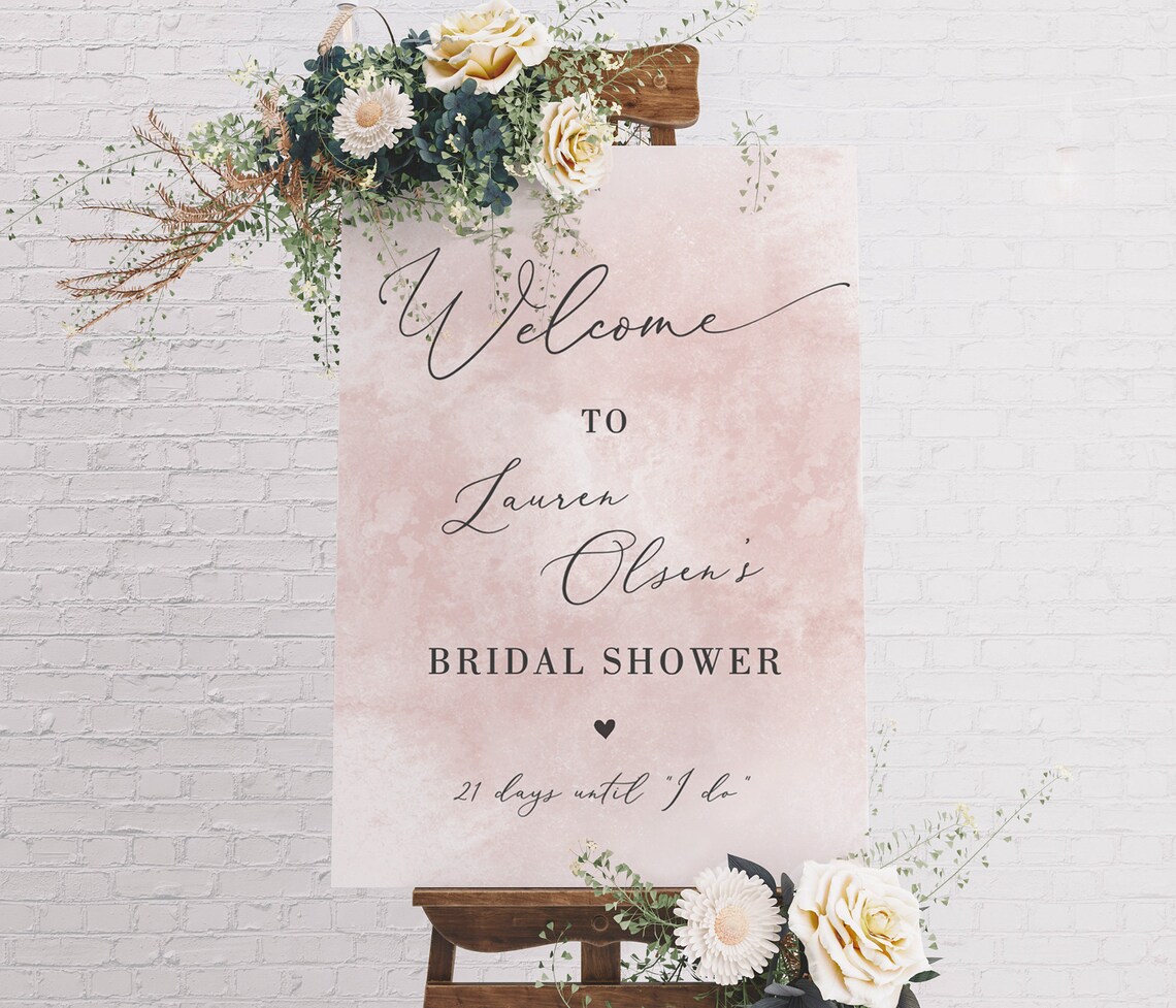 Blush Welcome Sign Editable Template Blush Bridal Shower - Etsy
