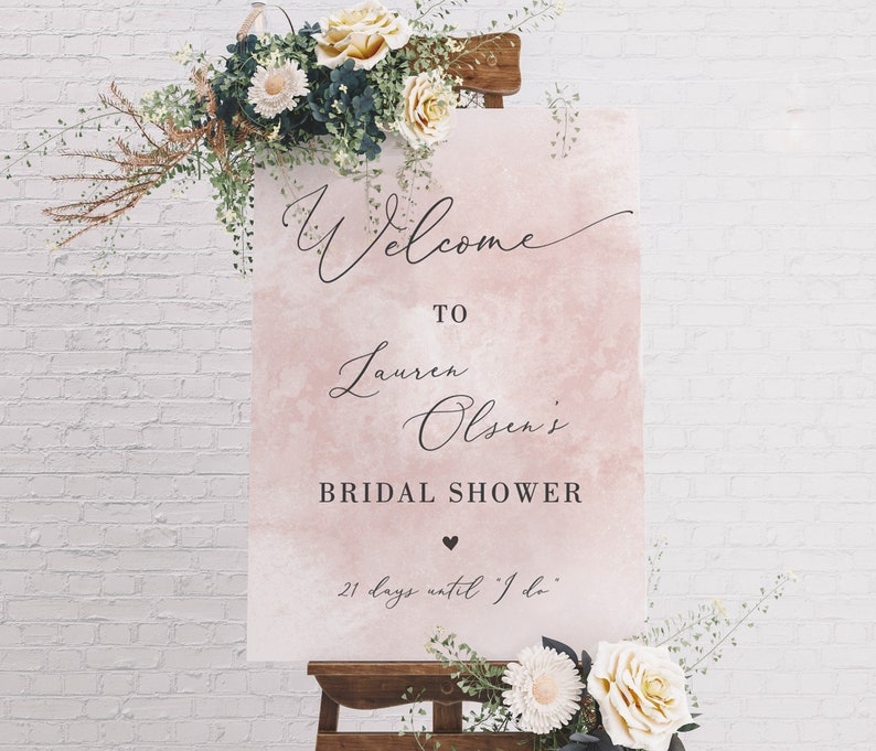 Blush Welcome Sign Editable Template Blush Bridal Shower | Etsy