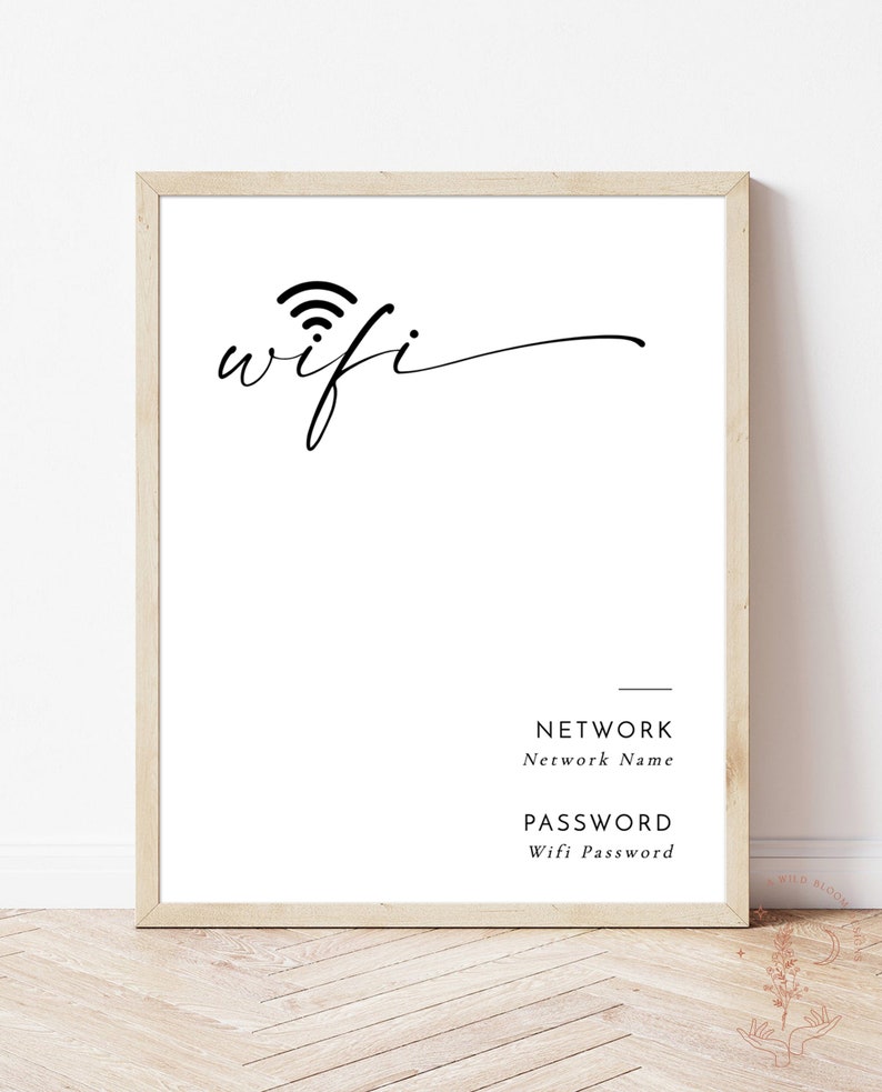 Wifi Password Sign Template, Airbnb, Printable || Modern Minimalist ...