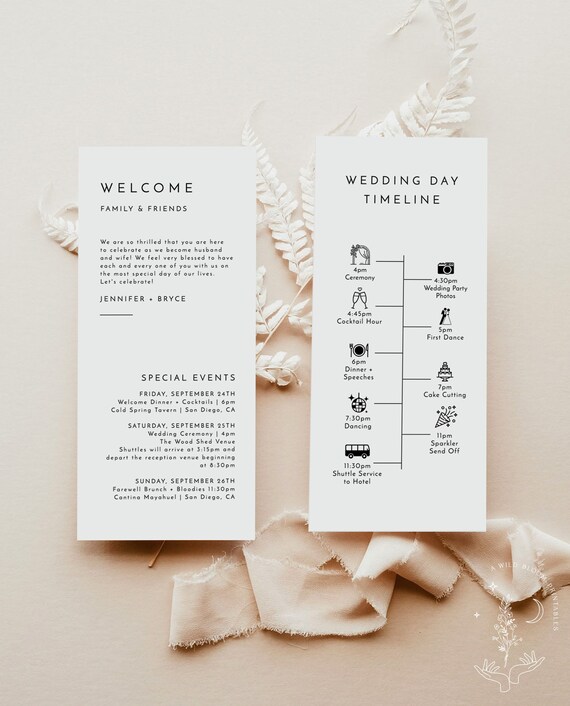 Minimalist Wedding Timeline Template Modern Order of Events - Etsy