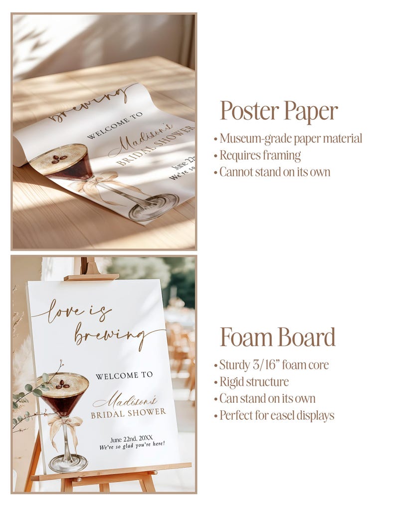 Printed + Shipped Love is Brewing Bridal Shower Welcome Sign, Espresso ...