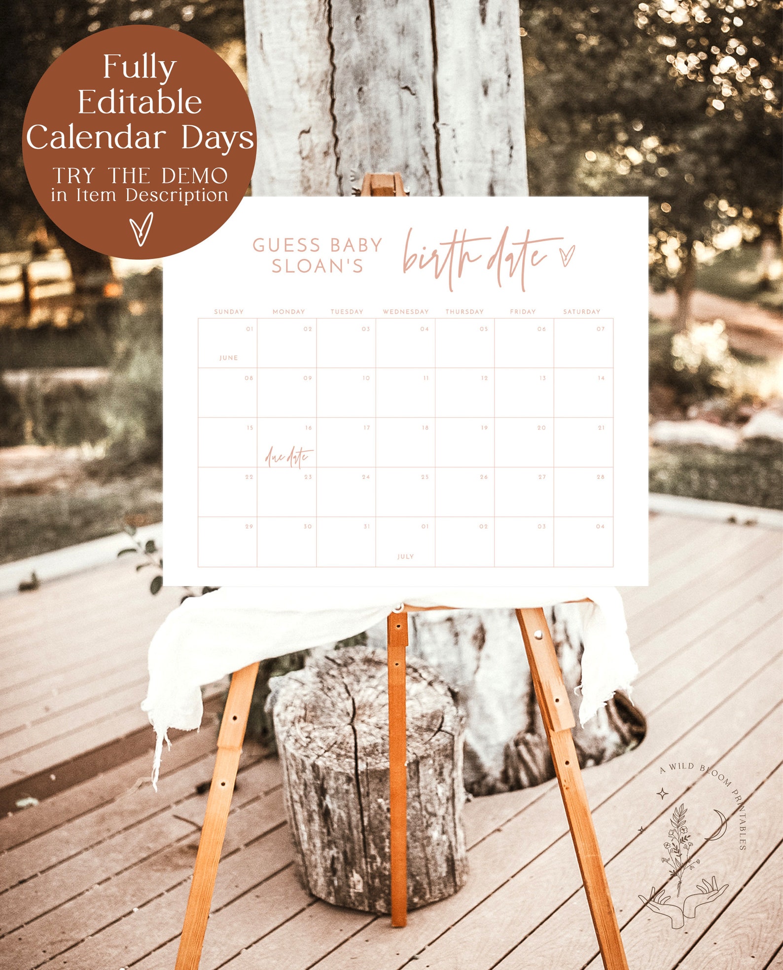 Guess the Due Date Calendar Game Baby Girl Due Date - Etsy