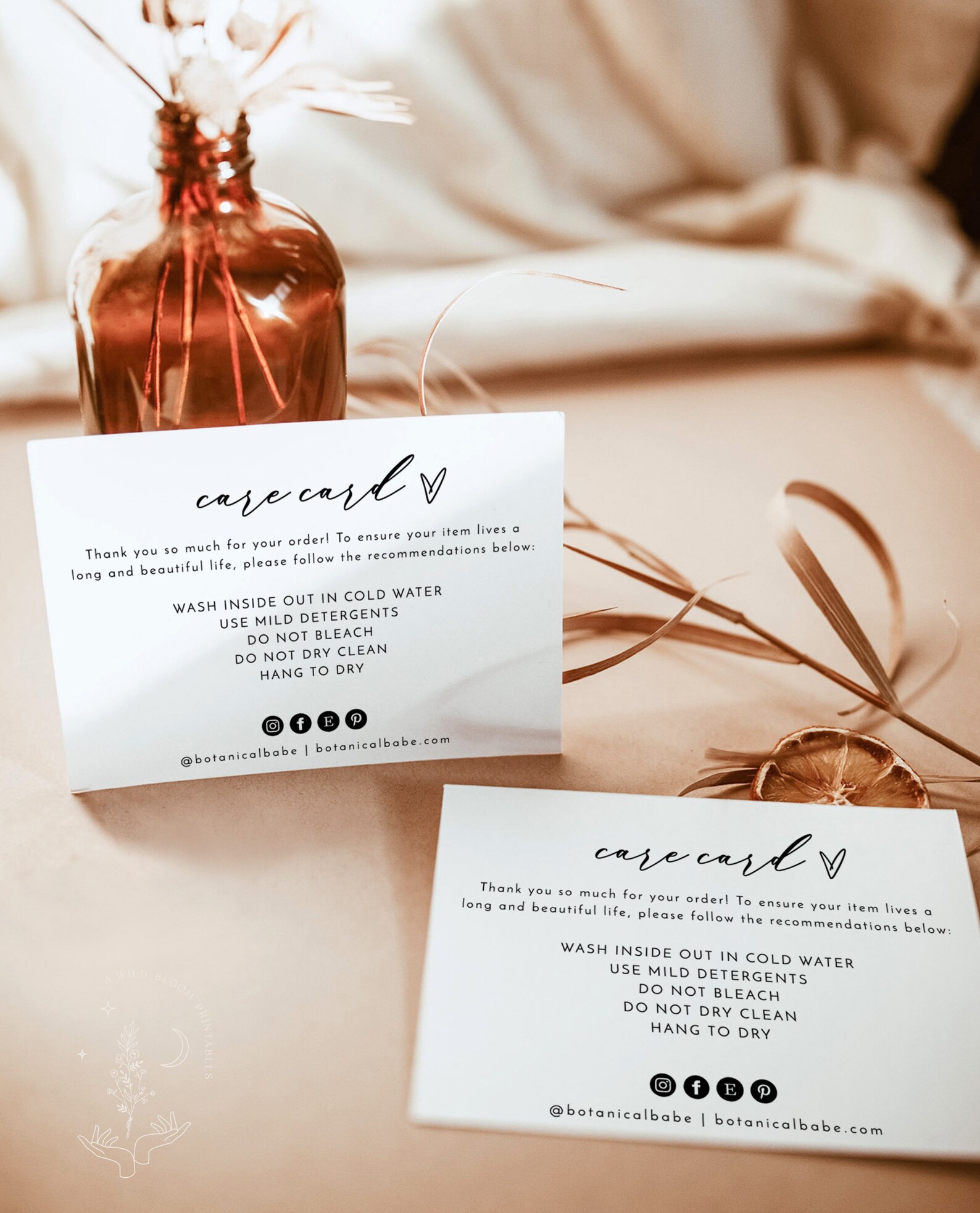 Small Business Care Card Clothing Care Card Modern Clothes - Etsy