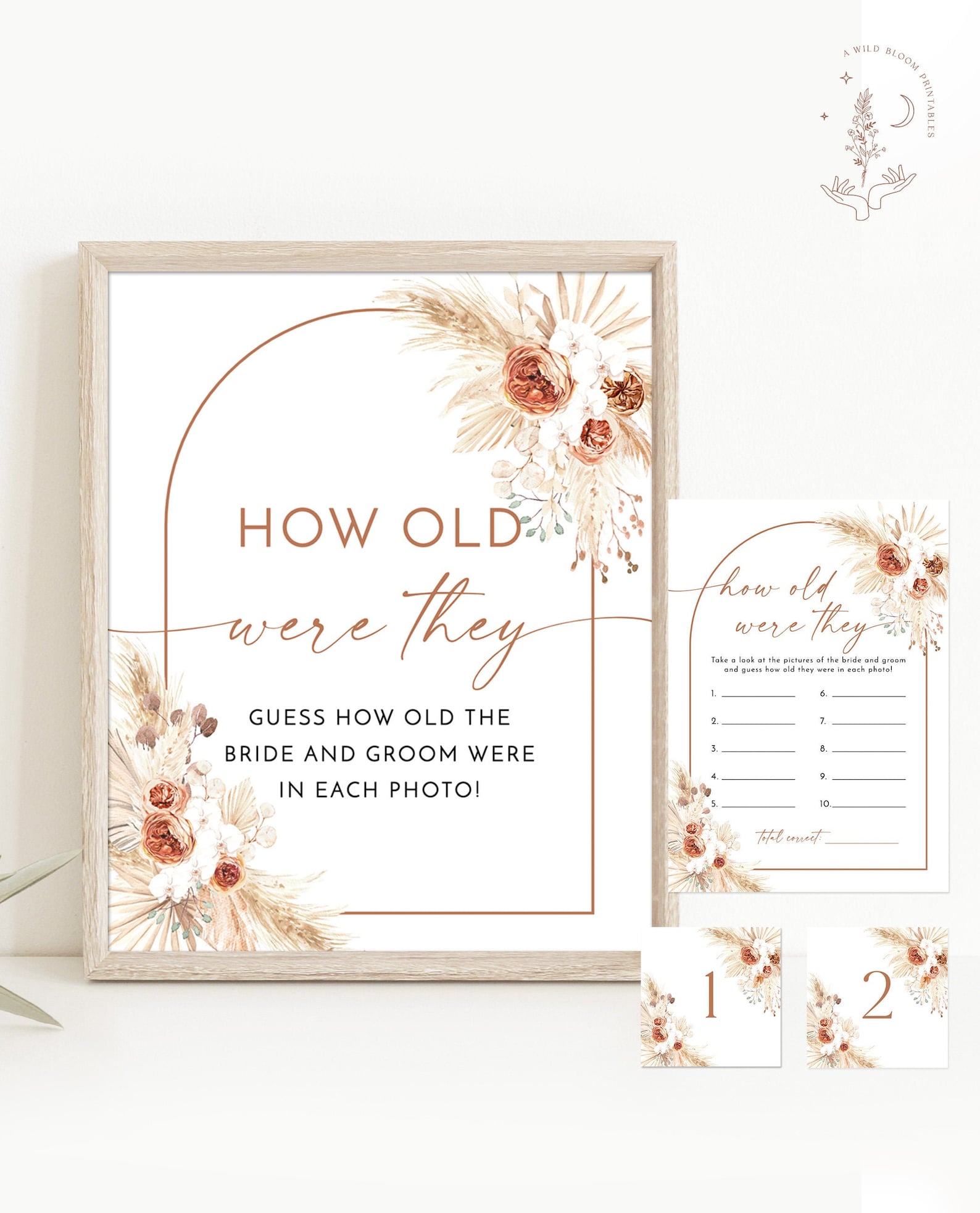 How Old Were the Bride and Groom Game, Guess, Boho Bridal Shower ...