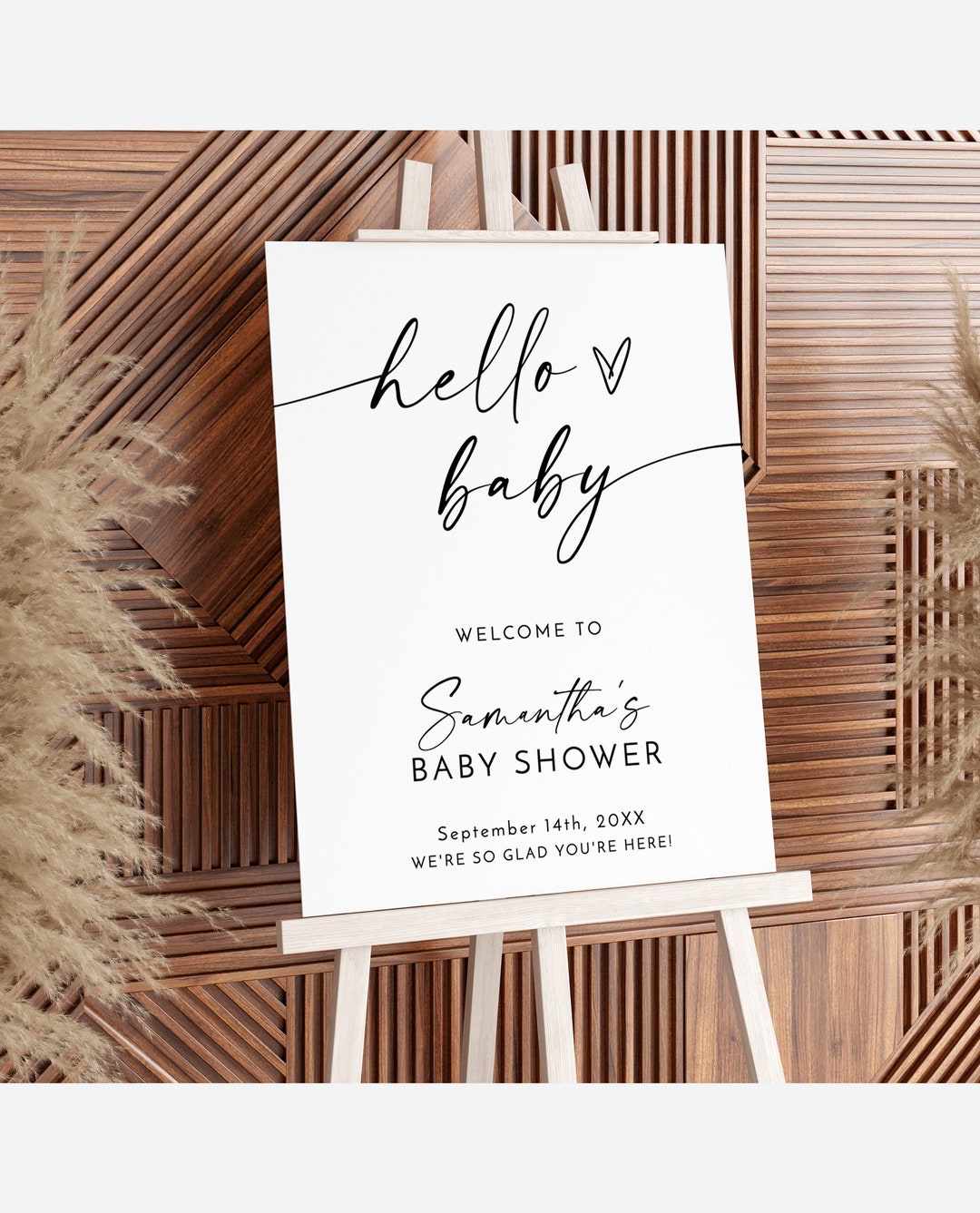 Boho Baby Shower Welcome Sign, Neutral Shower Welcome Sign, Pampas ...