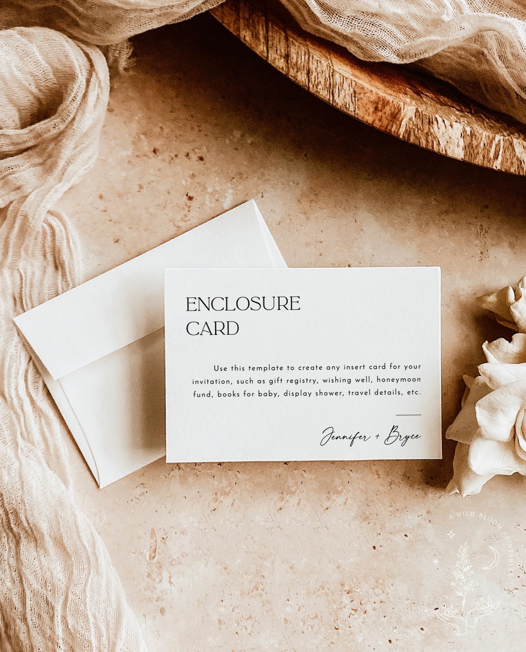 Modern Wedding Enclosure Card, Invite Insert, Printable, Editable ...