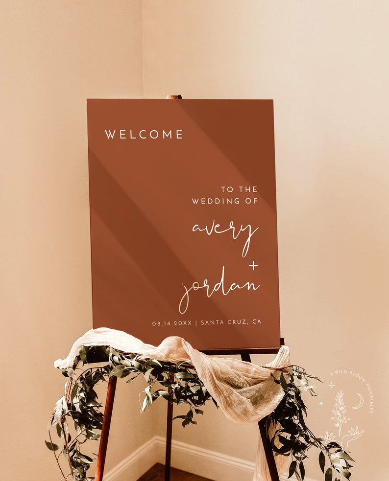 Terracotta Wedding Welcome Sign Template Modern Minimalist - Etsy
