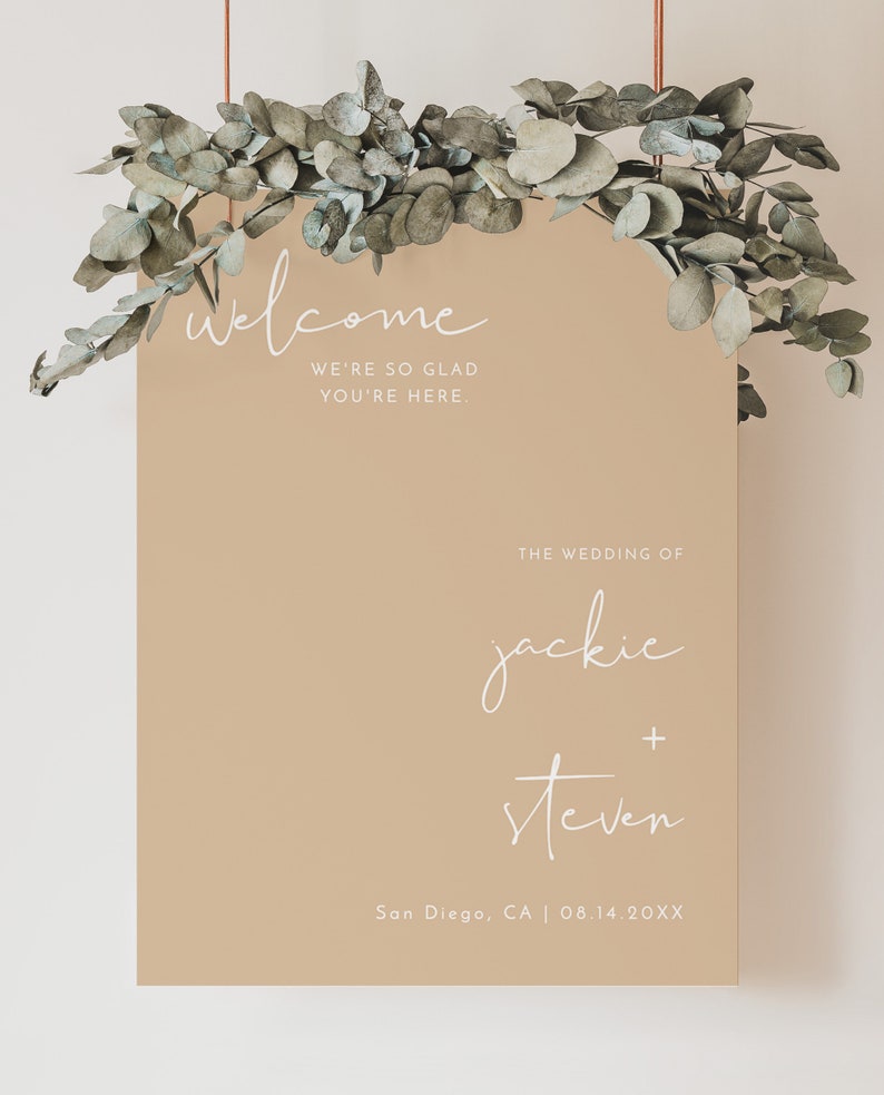 Minimalist Wedding Welcome Sign Template Beige Welcome Sign - Etsy