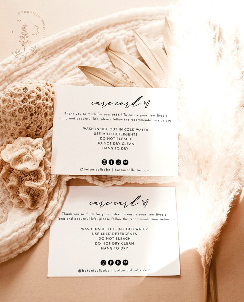 Small Business Care Card Clothing Care Card Modern Clothes - Etsy