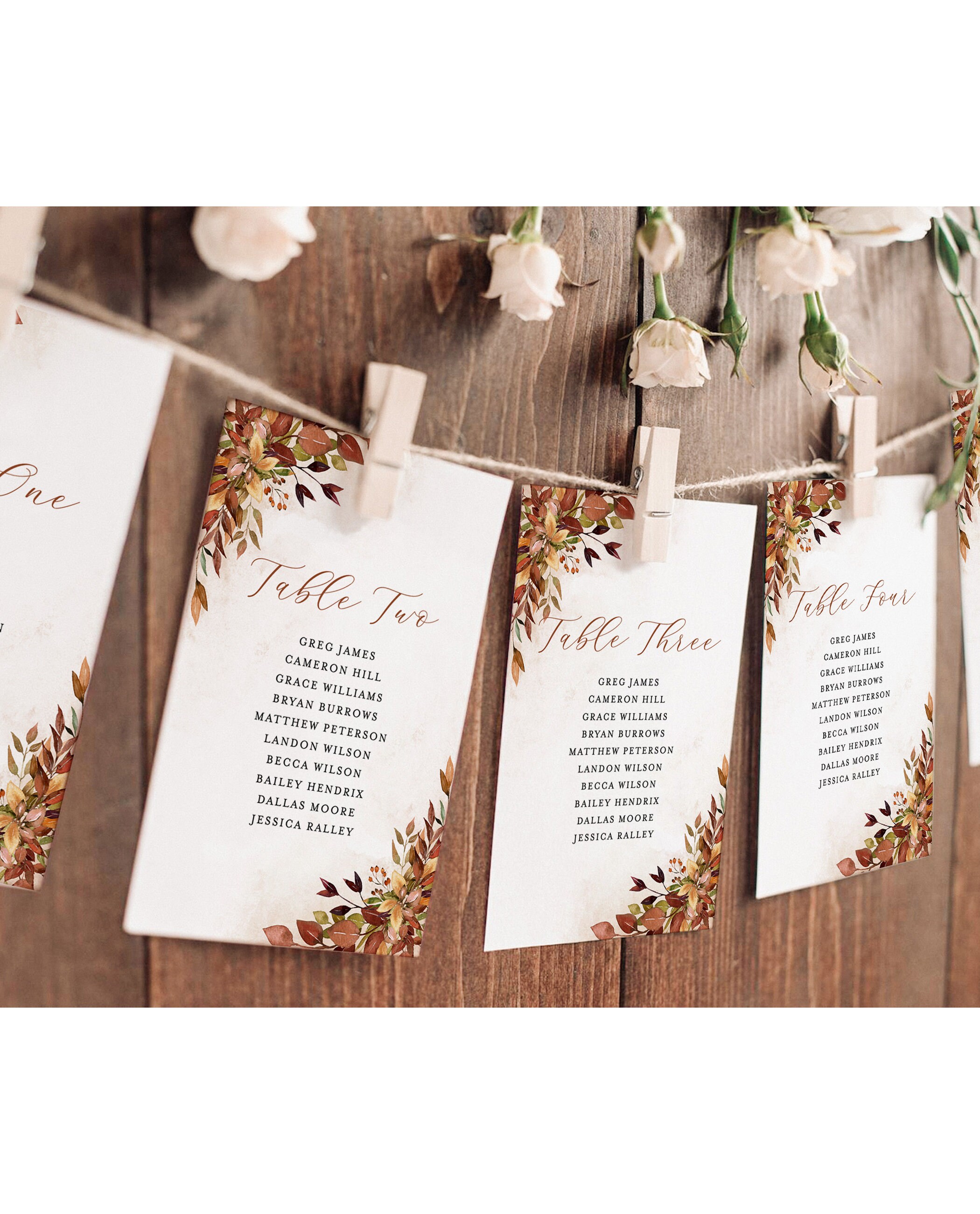 Fall Wedding Seating Chart Cards Rustic Autumn Wedding | Etsy