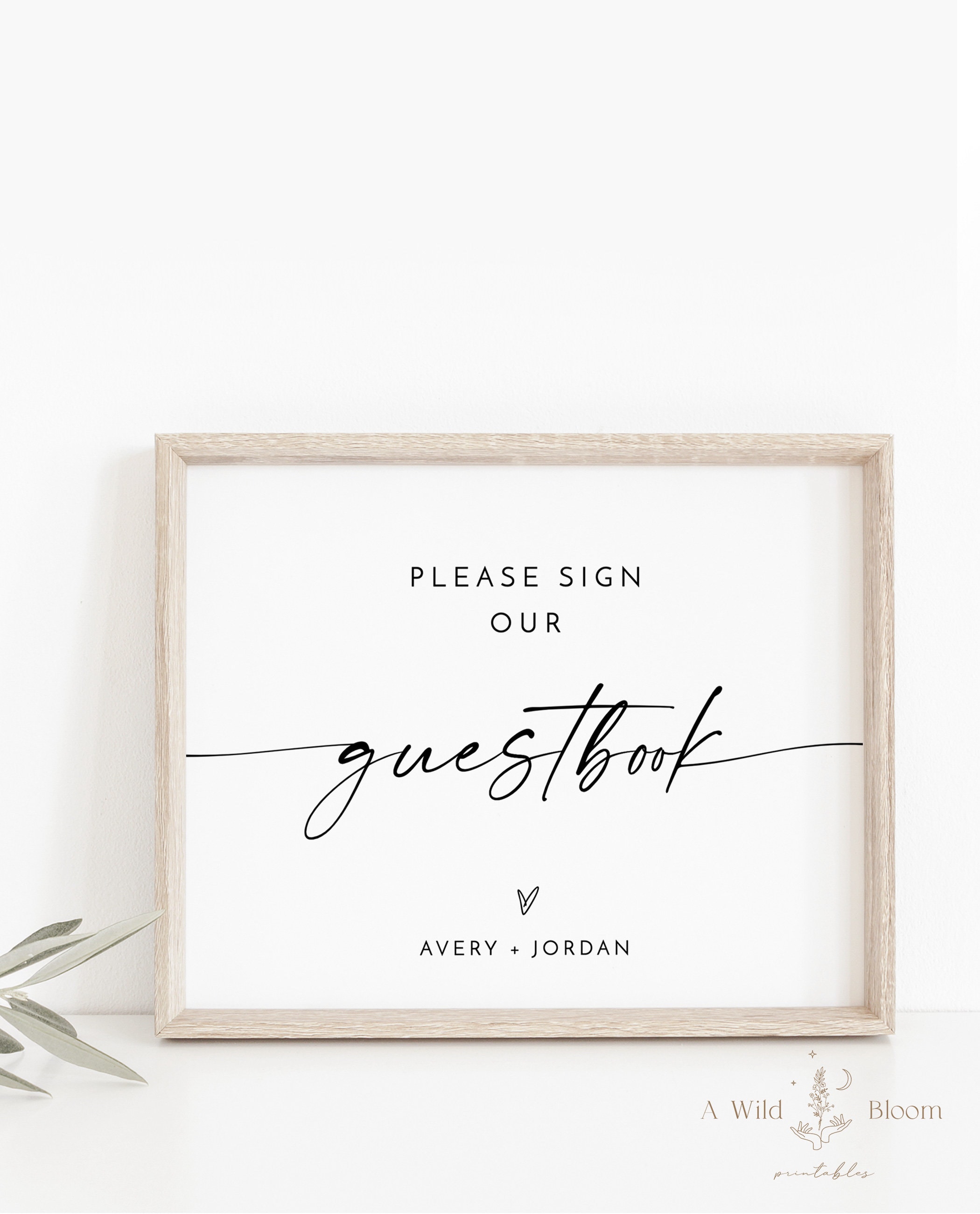 Please Sign Our Guestbook Sign, Minimalist Wedding, Guest Book, Modern ...