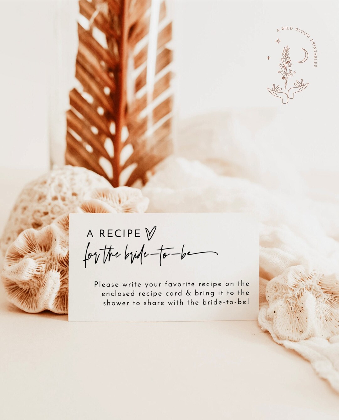 Minimalist Recipe Request Card Template, Bridal Shower Recipe Card ...